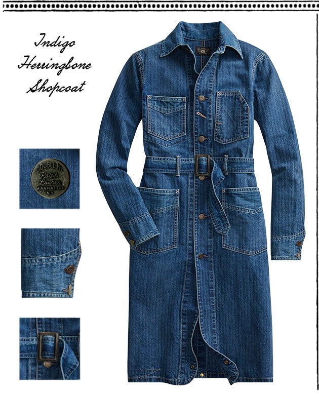 Belted blue shop coat